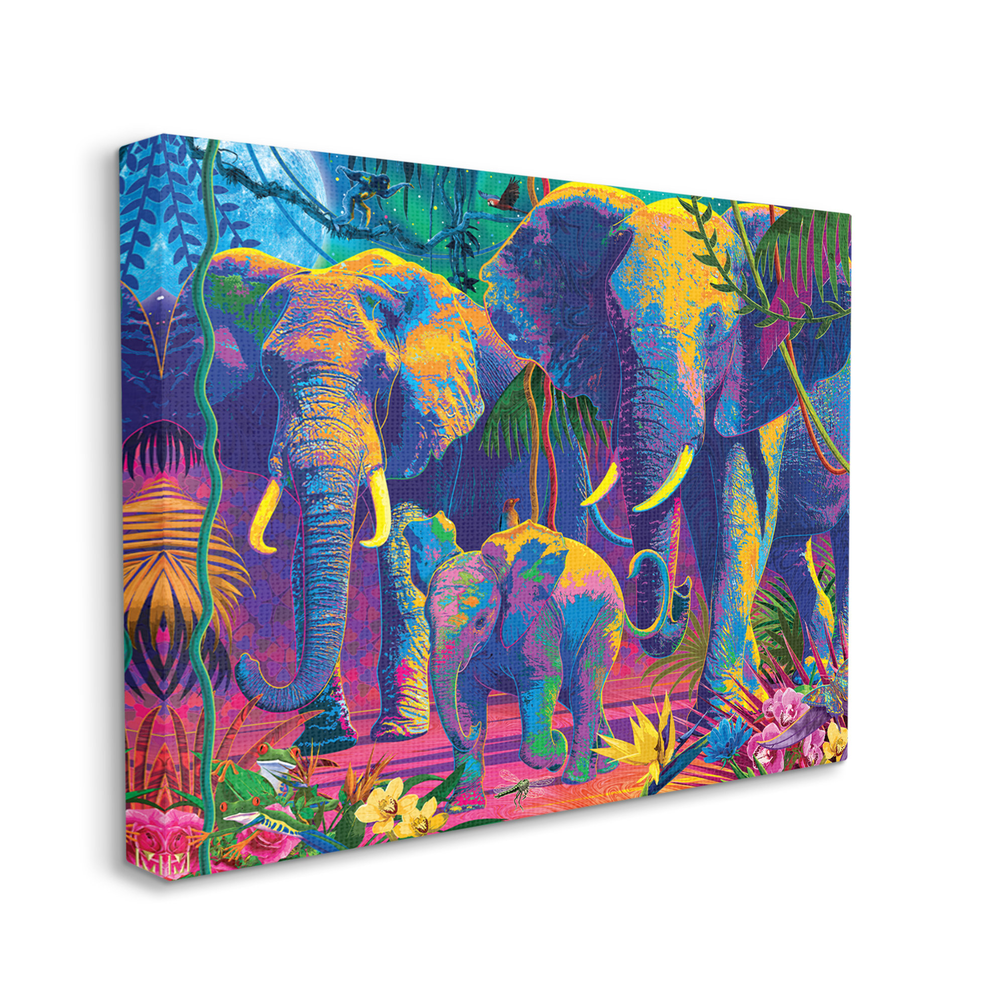 Bungalow Rose Elephants In Vivid Hues On Canvas by Michael Ward | Wayfair