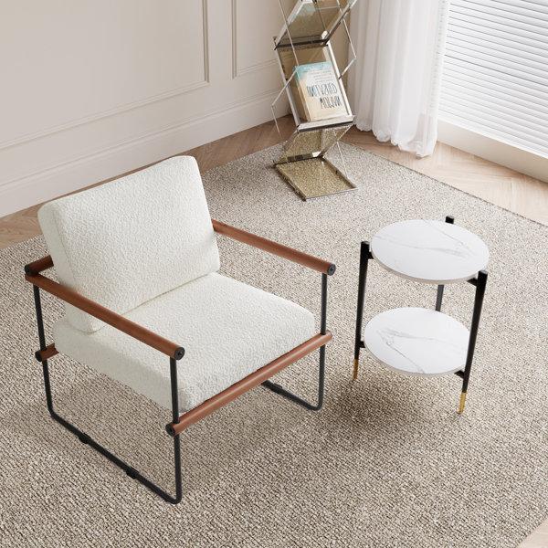 Ebern Designs Modern Relax Single Arms Chair, Boucle Accent Chair for ...