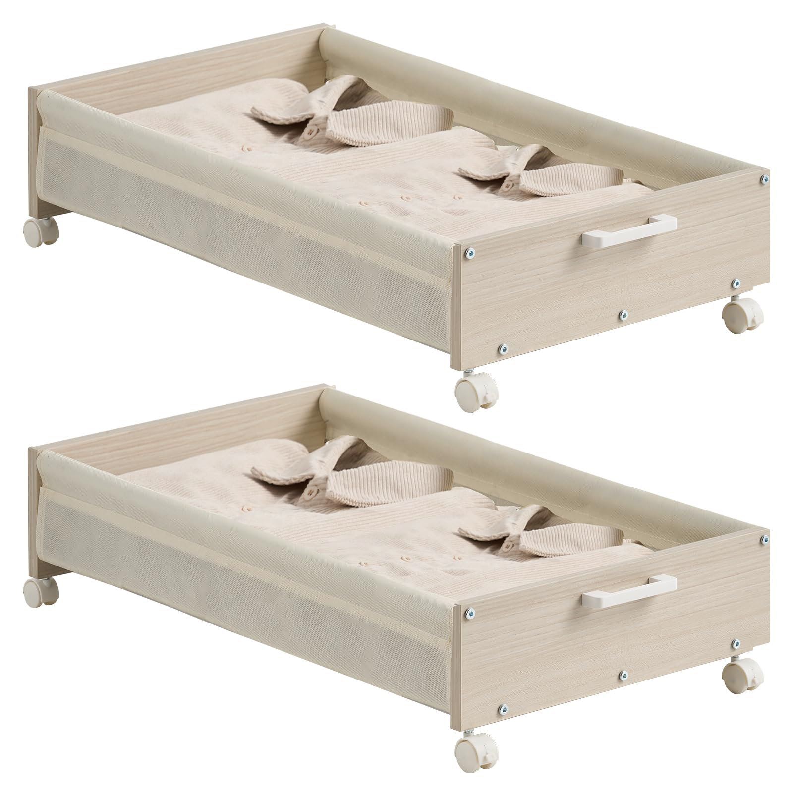 TUHOME FURNITURE LLC Heavy Duty Wooden Under Bed Drawer Storage Box ...