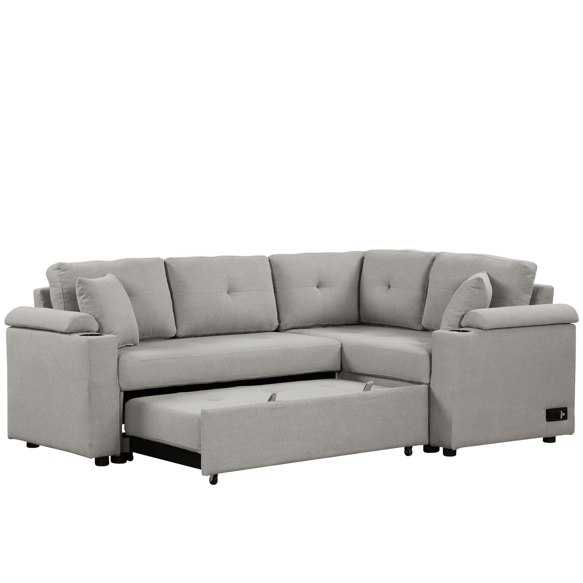 Latitude Run® 83" L-Shape Sofa Bed Pull-Out Sleeper Sofa With Wheels ...