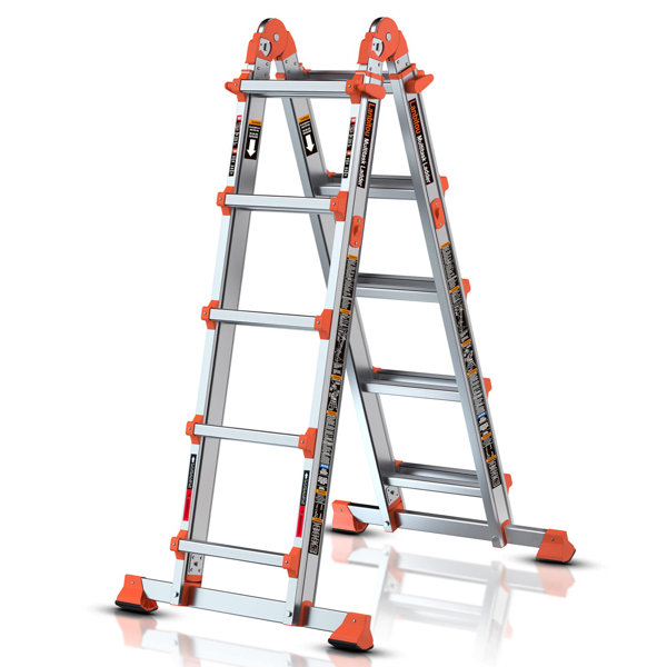 WFX Utility™ 10 - Step Aluminum Lightweight Folding Extension Ladder ...
