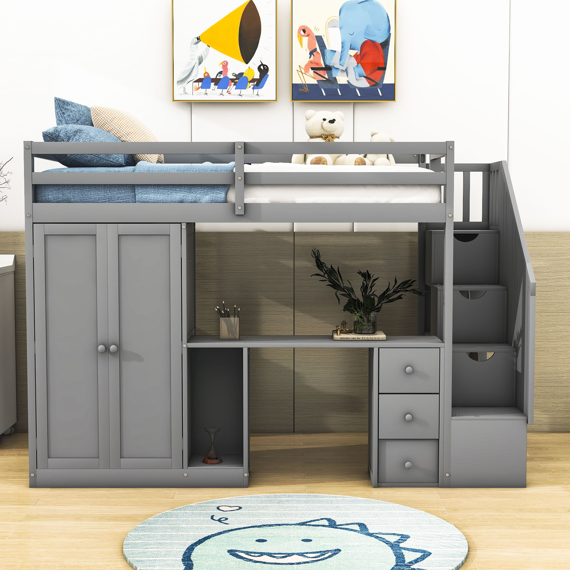 Harriet Bee Failey Twin 3 Drawer Loft Bed with Built-in-Desk by Harriet ...