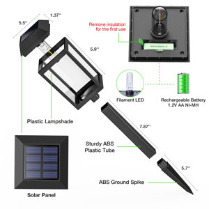 LETMY Black Low Voltage Solar Powered Integrated LED Pathway Light Pack ...