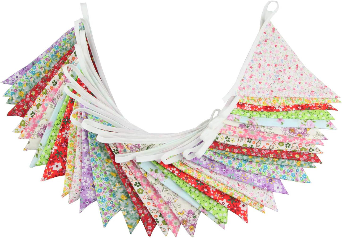 The Holiday Aisle® Triangle Bunting Banner, 36 Pcs Cotton Fabric Flags ...