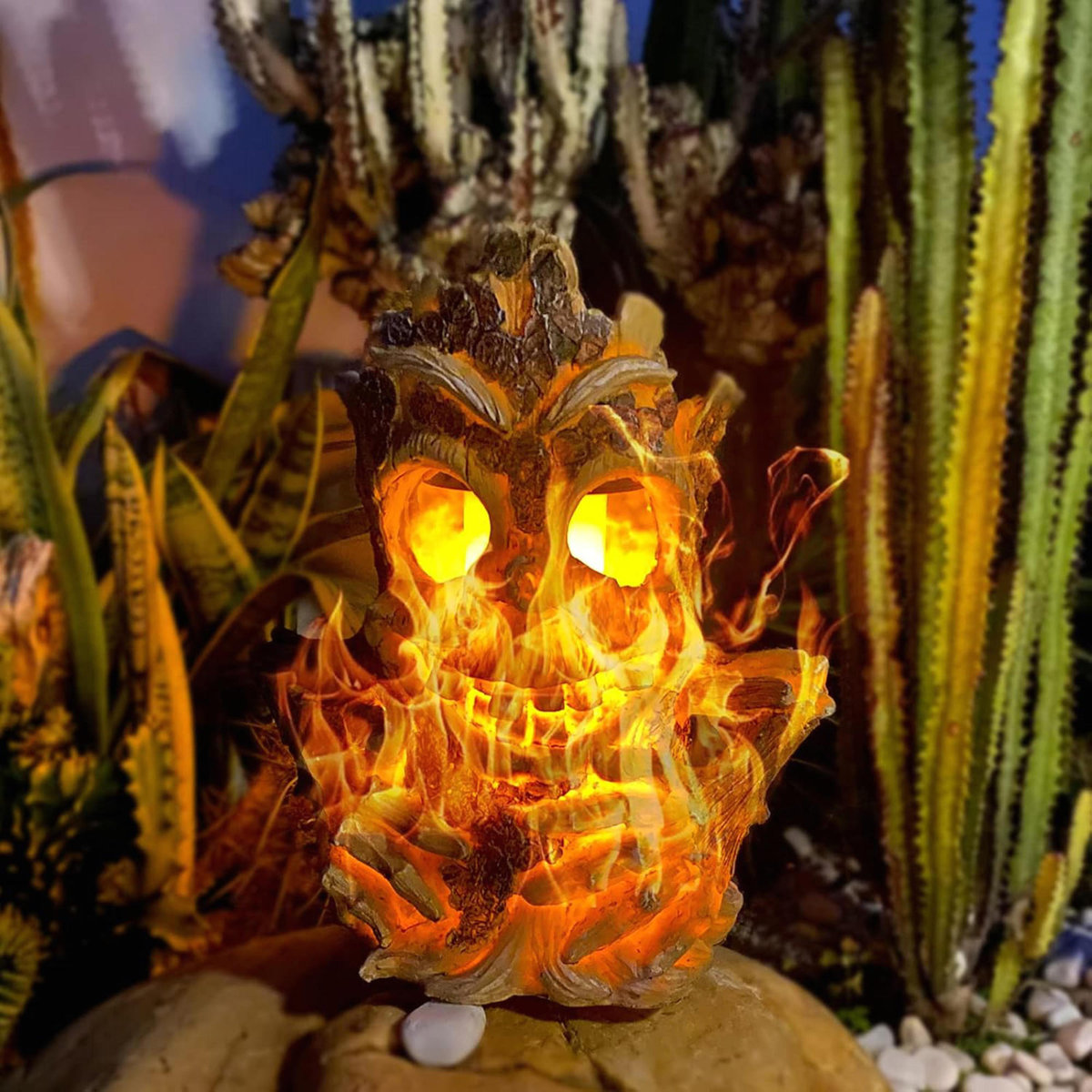 The Holiday Aisle® Halloween Solar Tiki Lanterns - Tree Stump On Fire ...