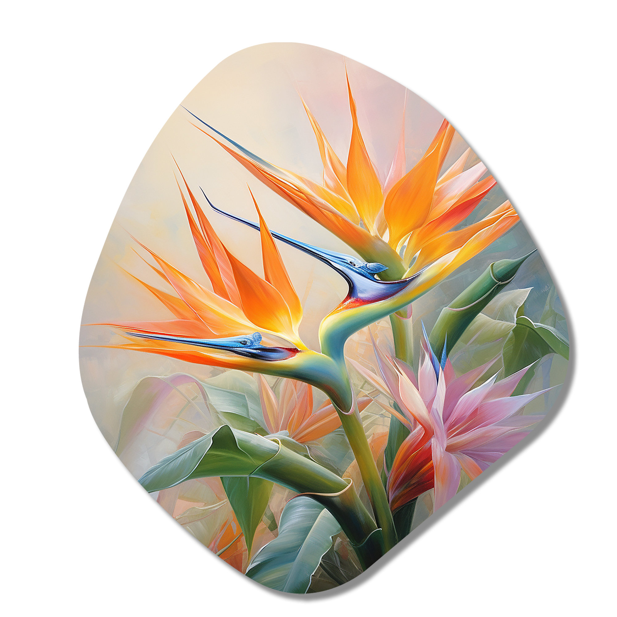 Design Art Birds Of Paradise Romantic IV - Birds Of Paradise Nebula Shape Assymterical Metal ...