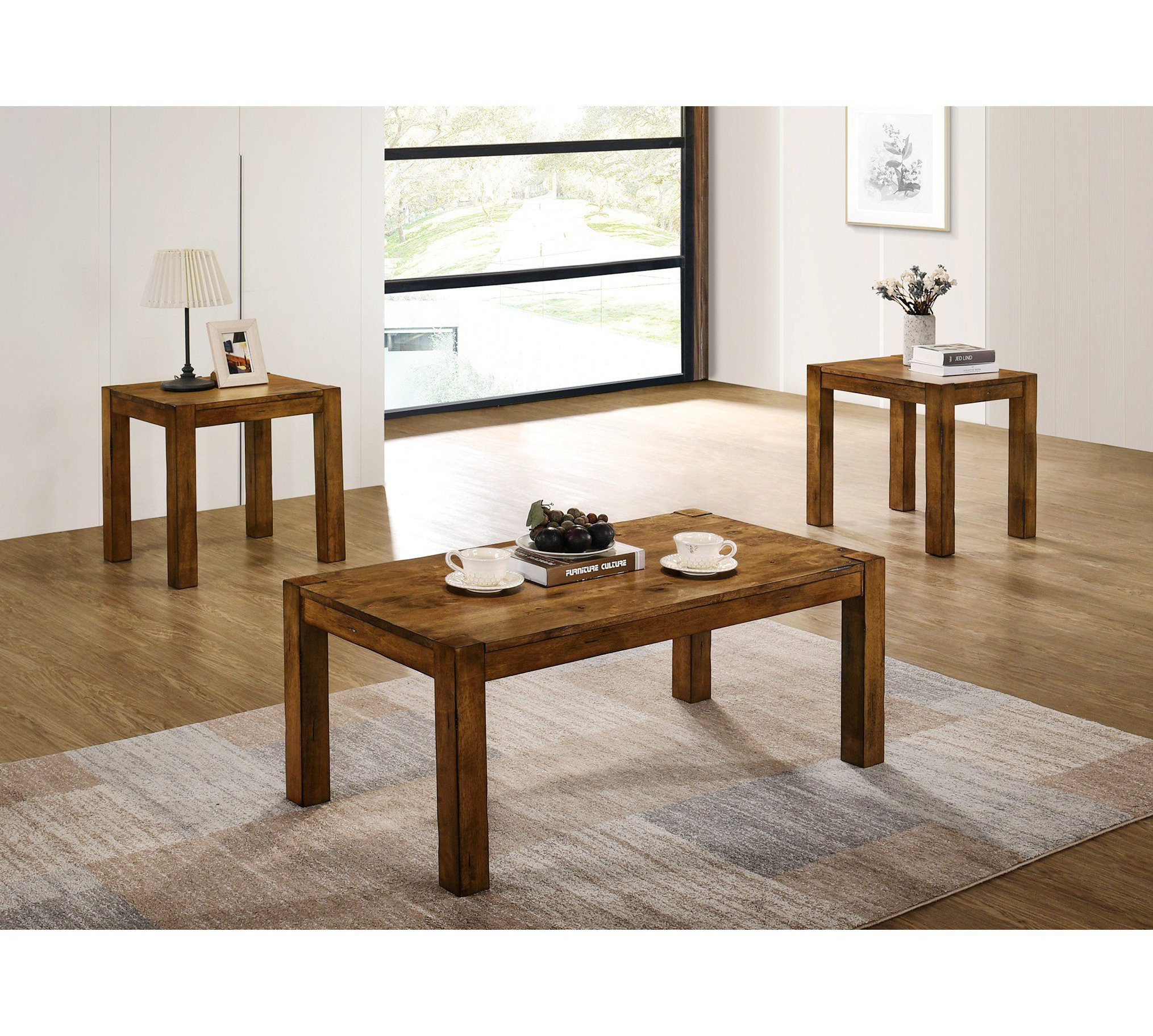 Hokku Designs 3Pc Coffee Tables Set, Bold Design 1X Coffee Table And 2X ...