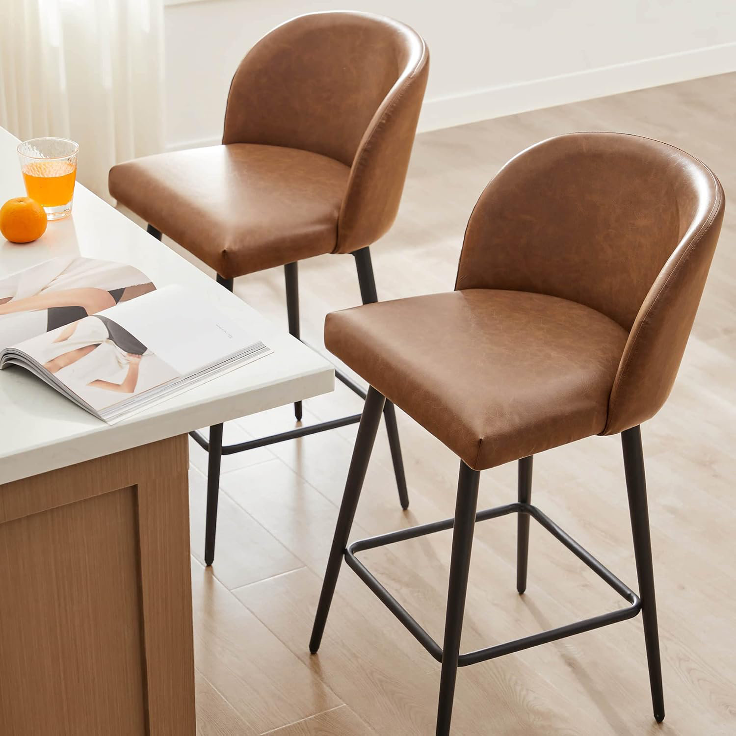 BLASIVE 2 Pack Counter Height Bar Stools 360° Swivel Upholstered ...
