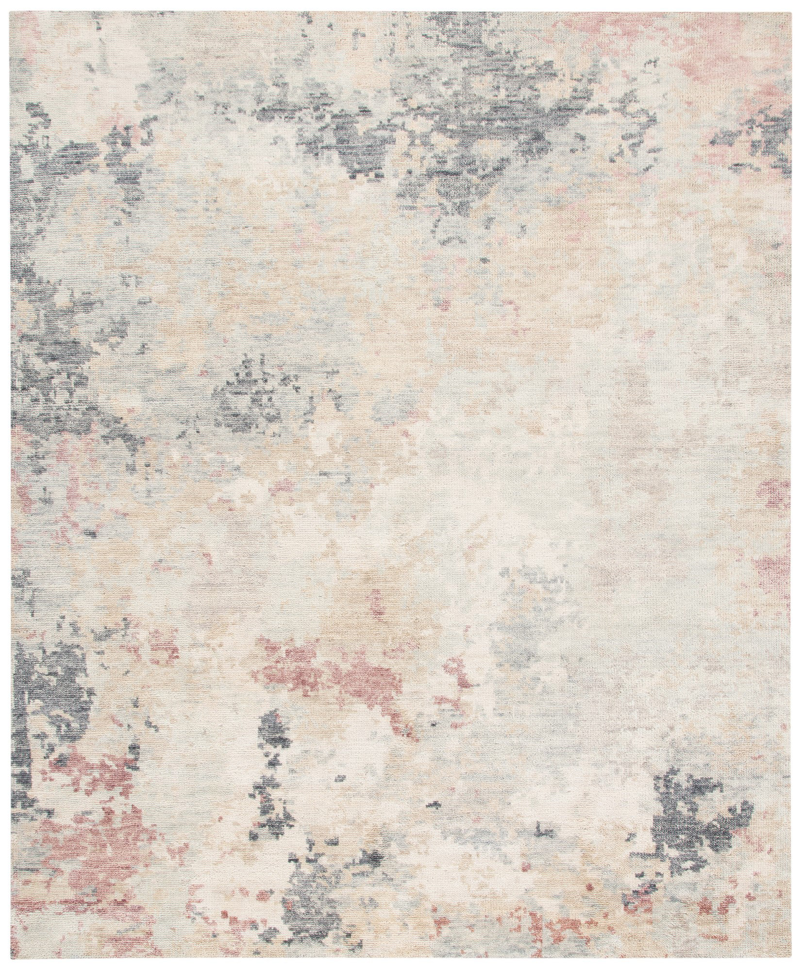 Safavieh Abstract Hand Knotted Wool/Cotton Abstract Rug in Gray/Ivory ...