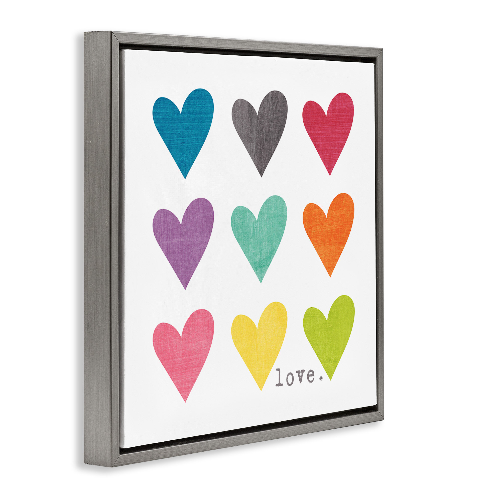 Ebern Designs Alternating Patterned Hearts Framed Floater Canvas Wall ...