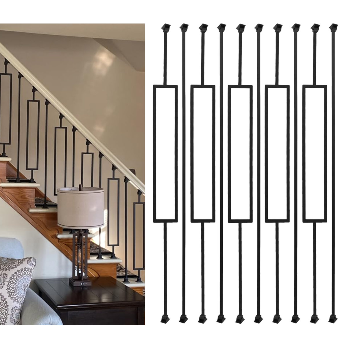 Sidasu 1/2" Square Balusters Rectangular Stair Balusters With Swivel ...