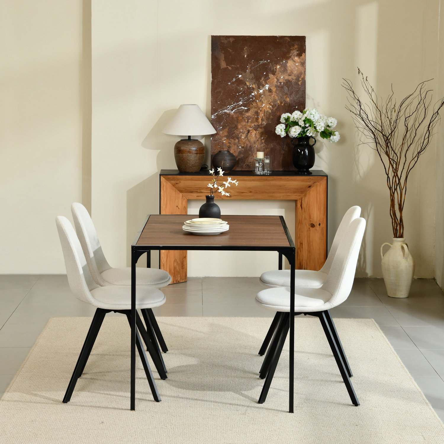 George Oliver Hararat Modern 5-Piece Dining Set Rectangular Table ...