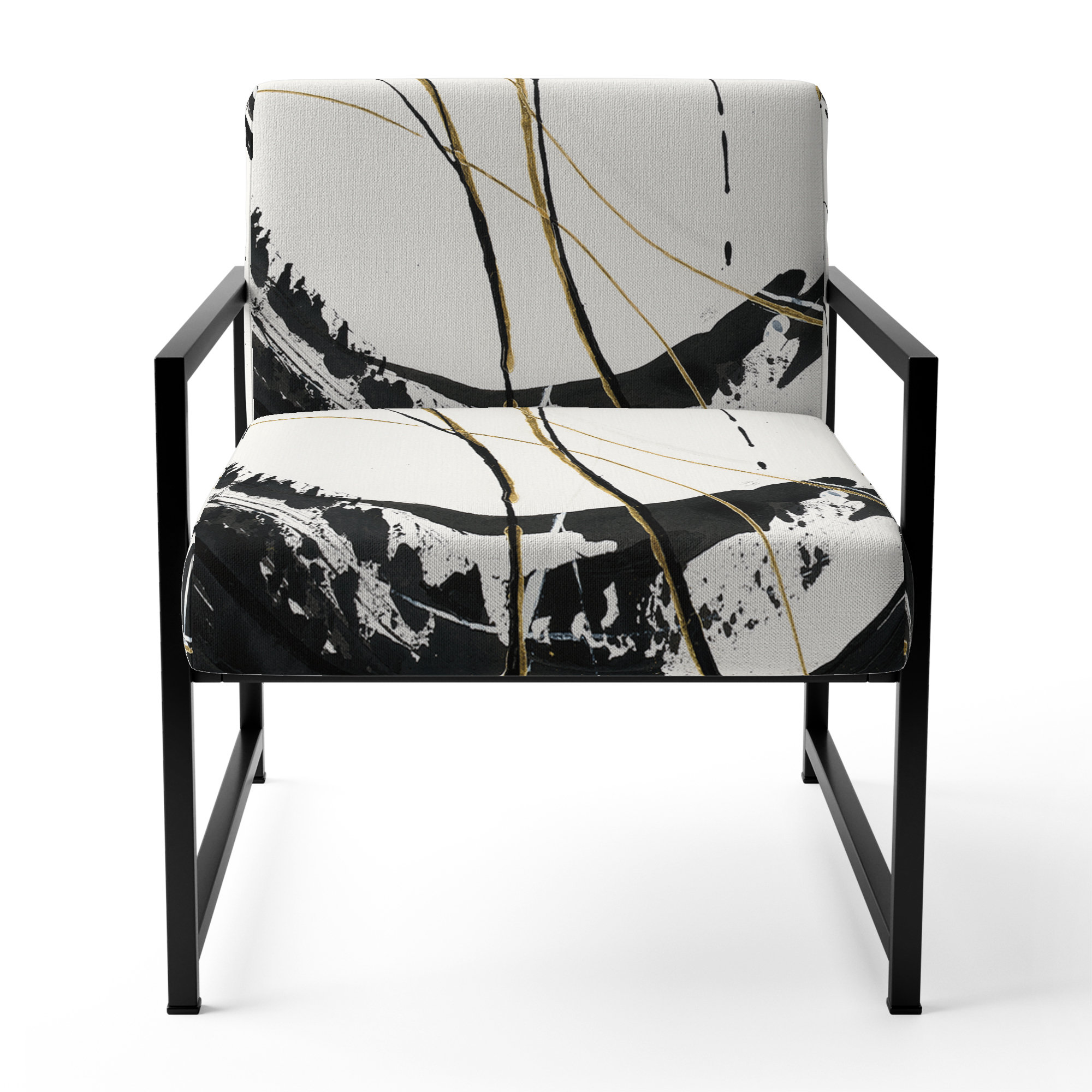 East Urban Home Tamerlane Gold Circle - Upholstered Modern Glam Accent ...