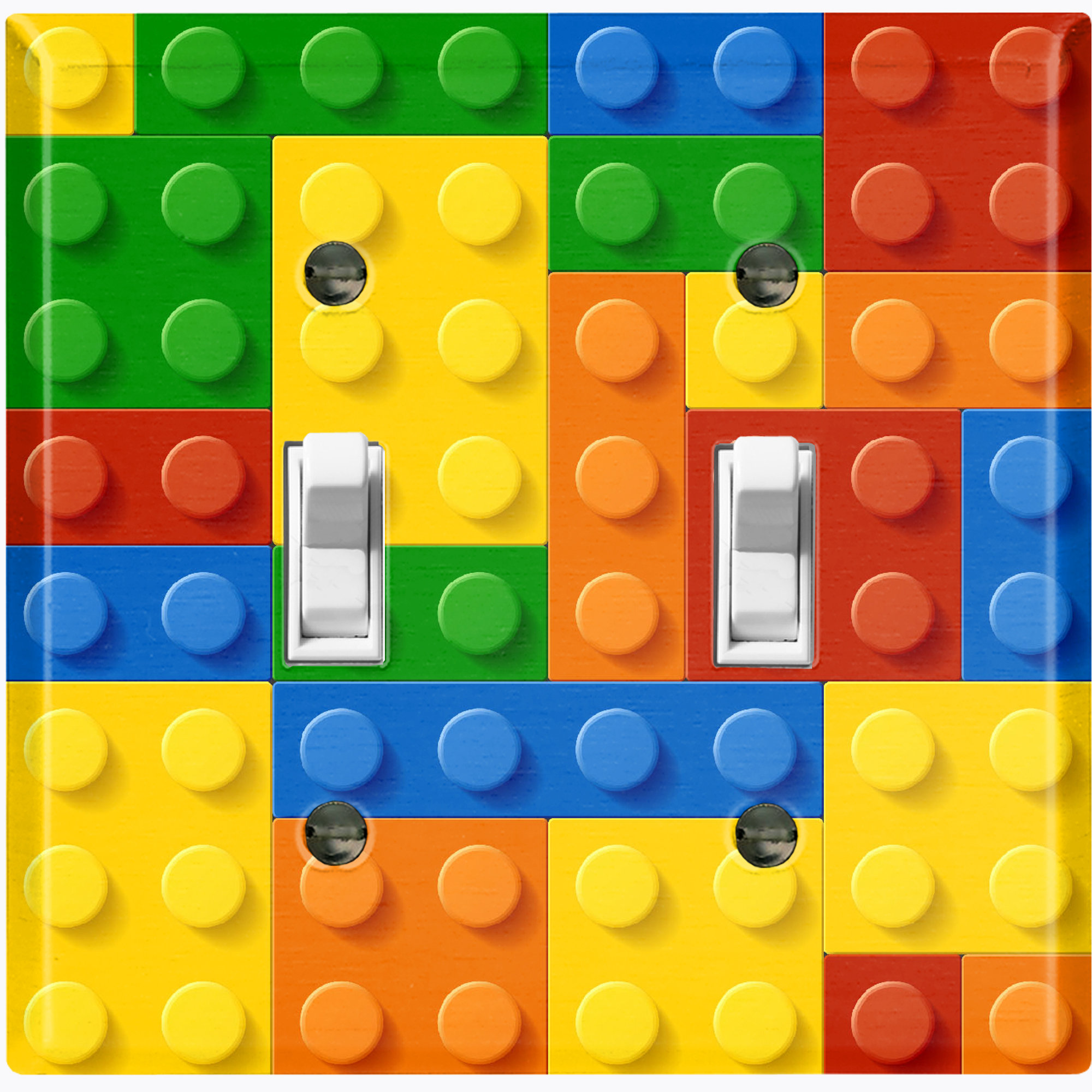 WorldAcc Colorful Brick Toy Kids Themed 2 - Gang Toggle Light Switch ...