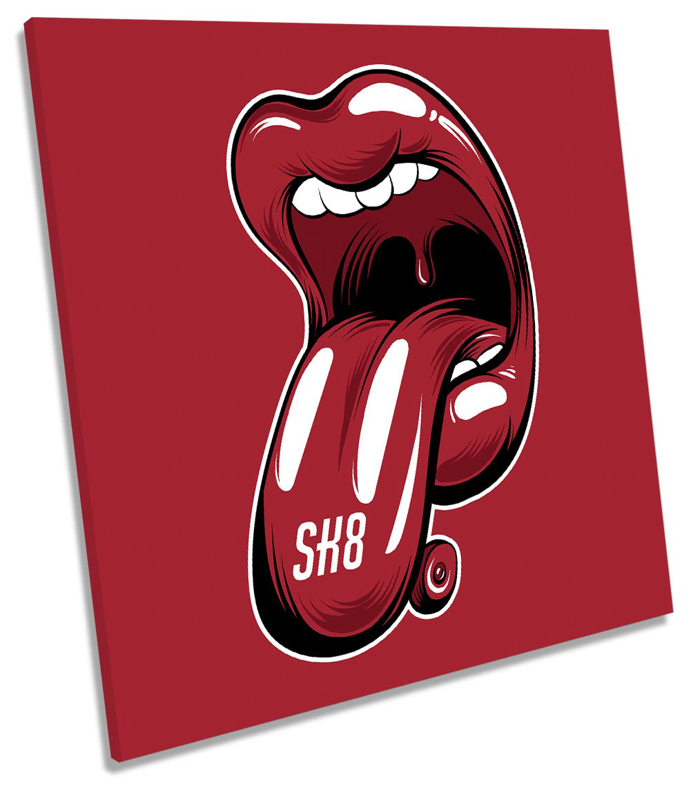 Happy Larry Skater Lips Tongue Picture CANVAS WALL ART Square Print Red ...