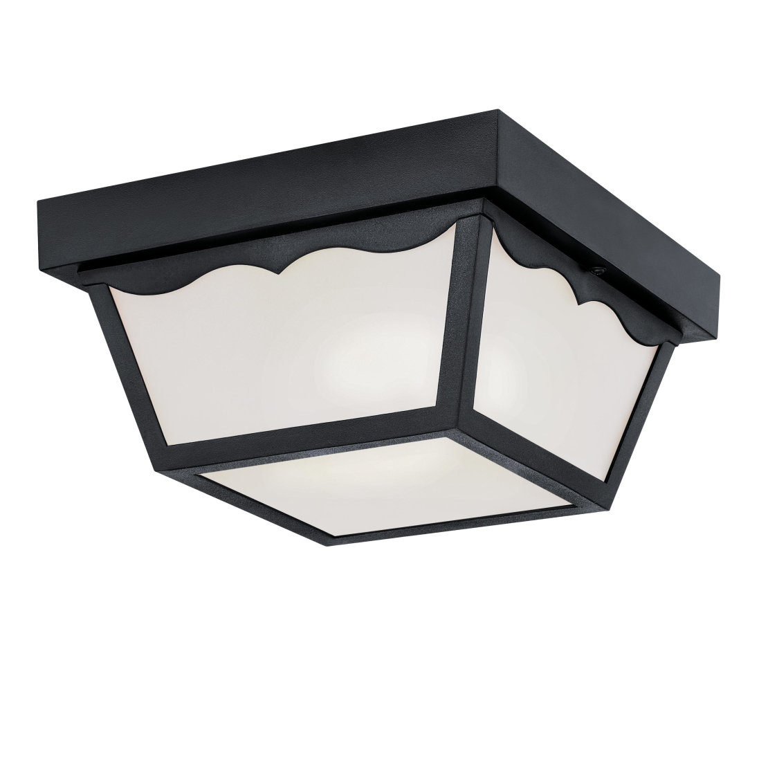 Winston Porter Two-Light Flush-Mount Outdoor Fixture, Black Finish on ...