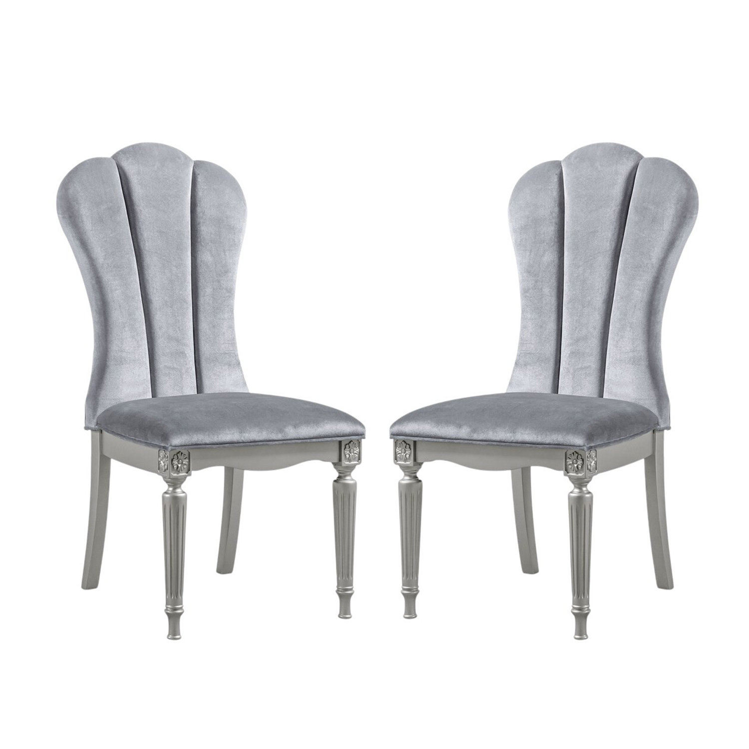 Rosdorf Park Set Of 2 Upholstered Dining Chairs With Turned Fluted Legs ...