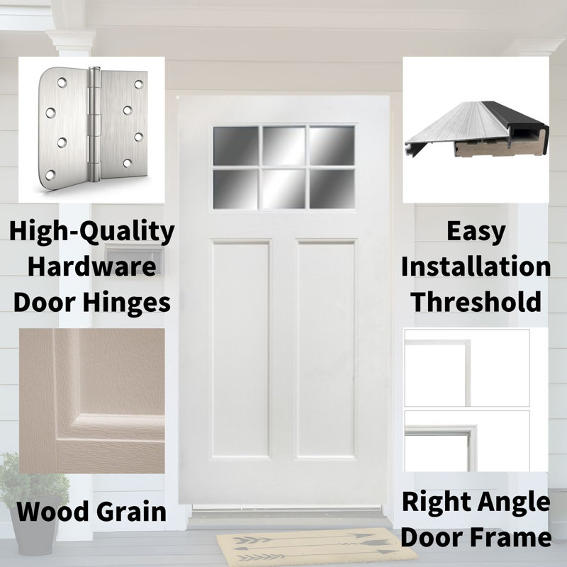 CRAFTIUM Modern Exterior Entry Front Door With 6-Lite Clean Glass ...