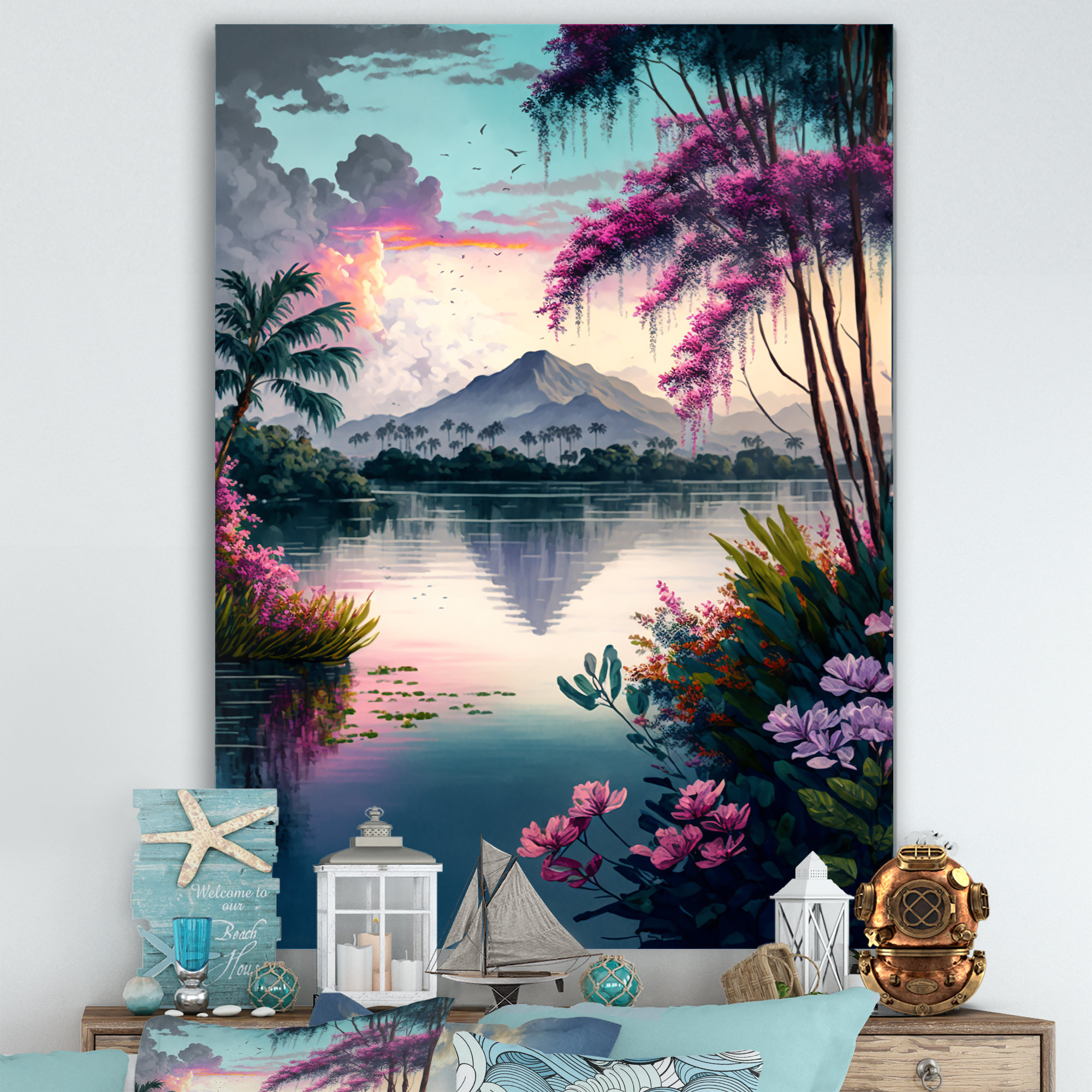 Red Barrel Studio® Prestwick Beautiful Sunset over a Tropical Lake V ...