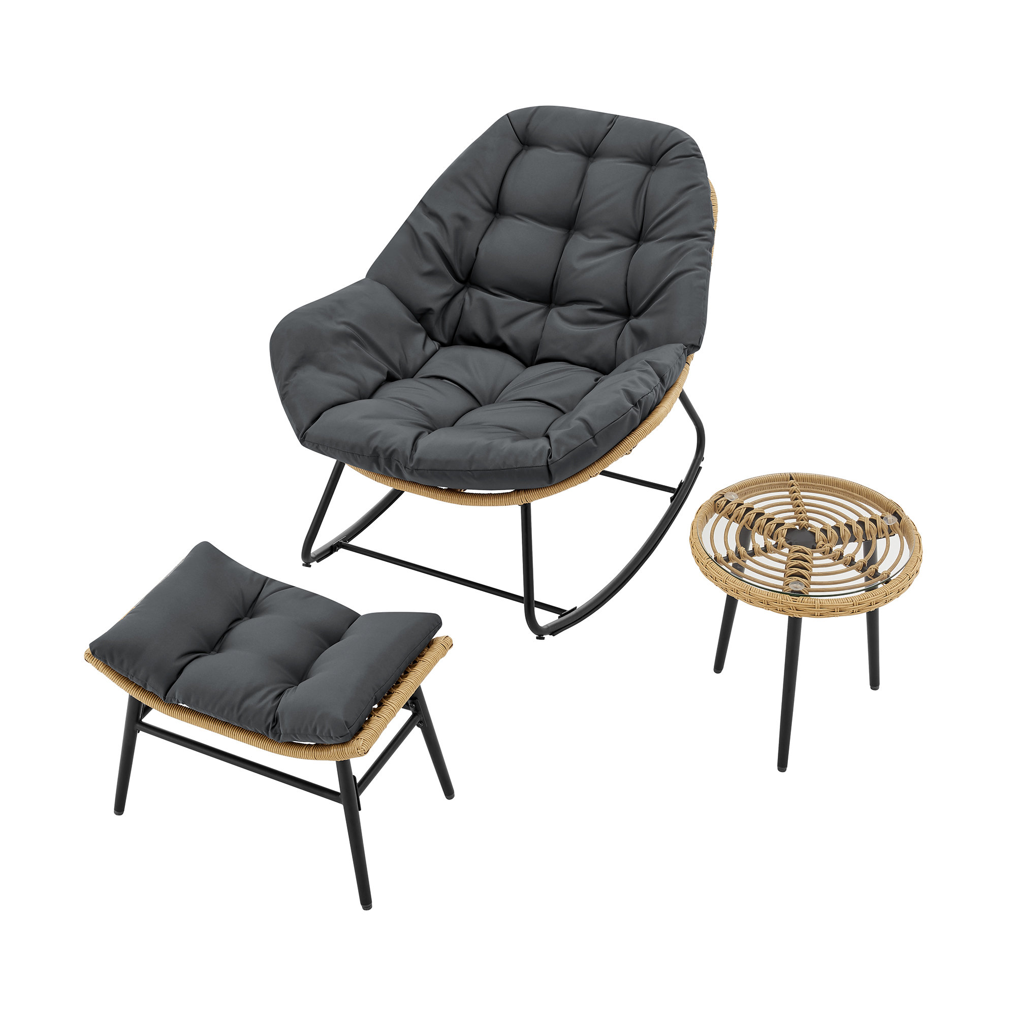 Winston Porter Danazha Modern 6-Piece Patio Rocking Chair Set with ...