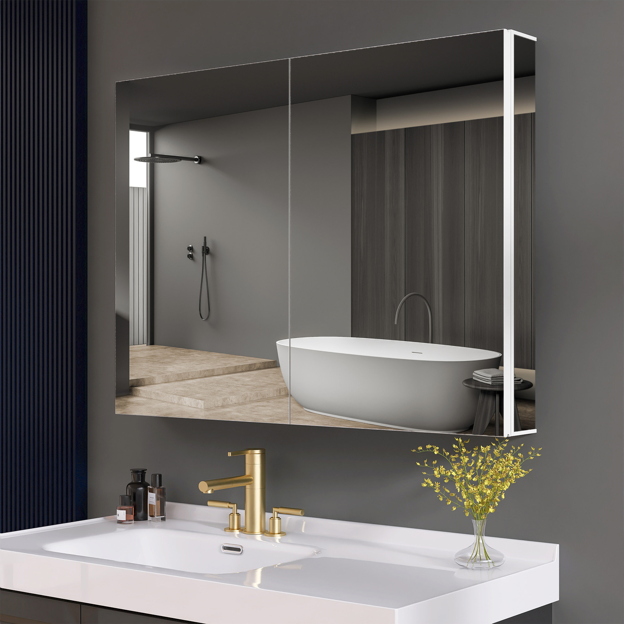 Latitude Run® 40" X 30" Inch Recessed Or Surface Mount Frameless Mirror ...