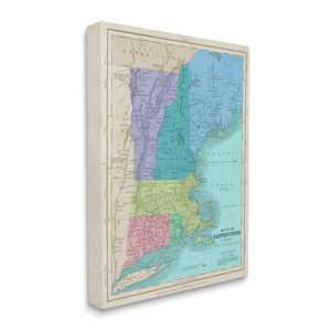 Ebern Designs Map Of Eastern States New England Border Lines | Wayfair