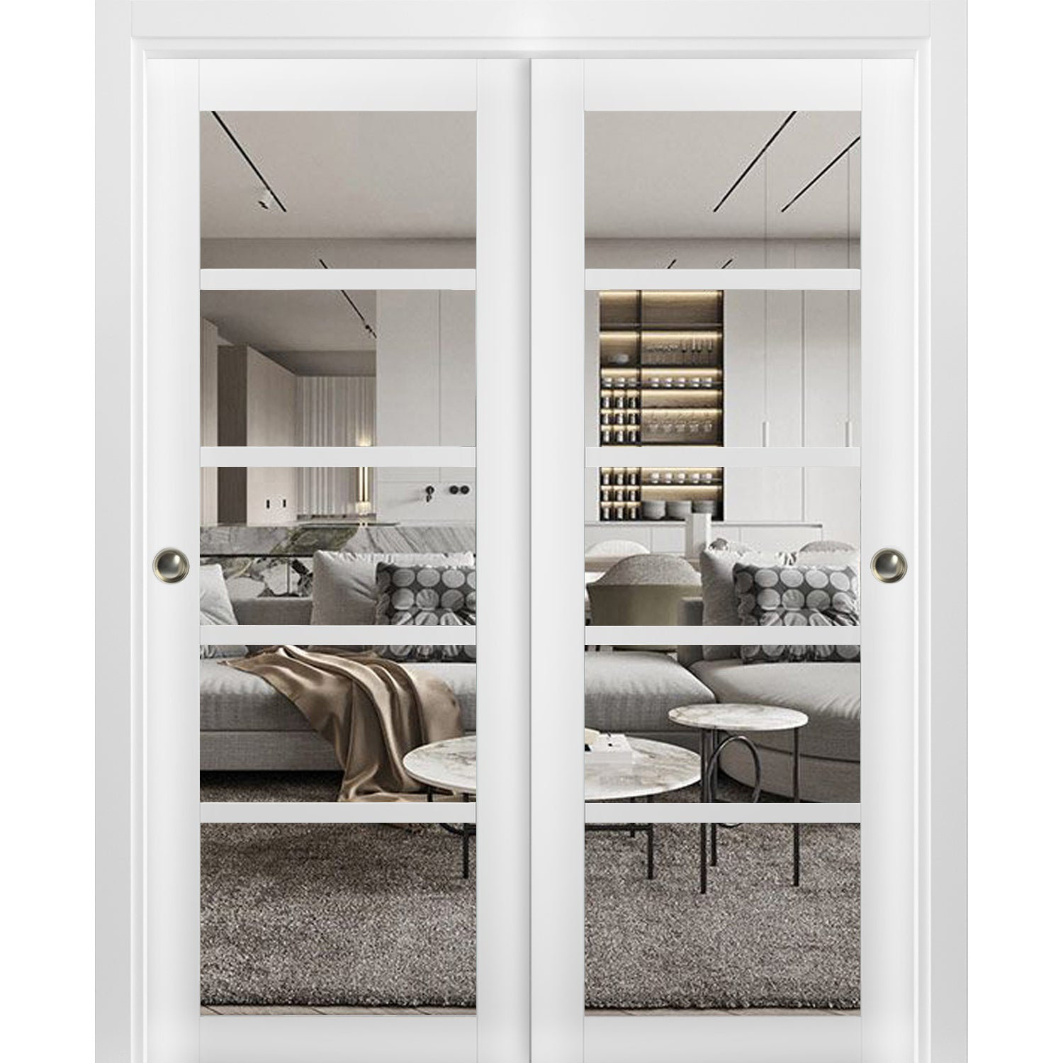 SARTODOORS Portes coulissantes en verre transparent Quadro - Wayfair Canada