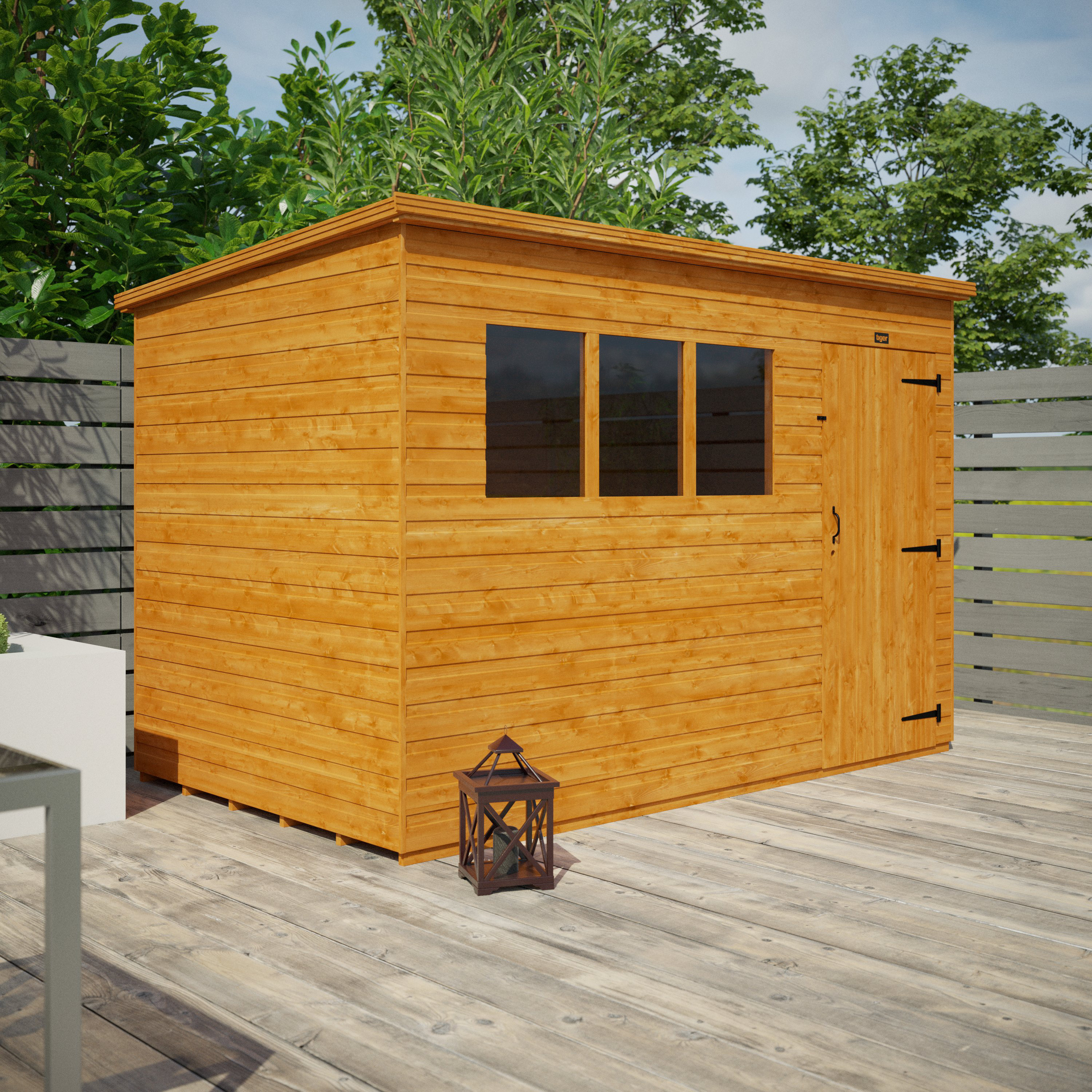 Tiger Sheds Tiger 10 ft. W x 6 ft. D Solid Wood Shiplap Pent Garden ...