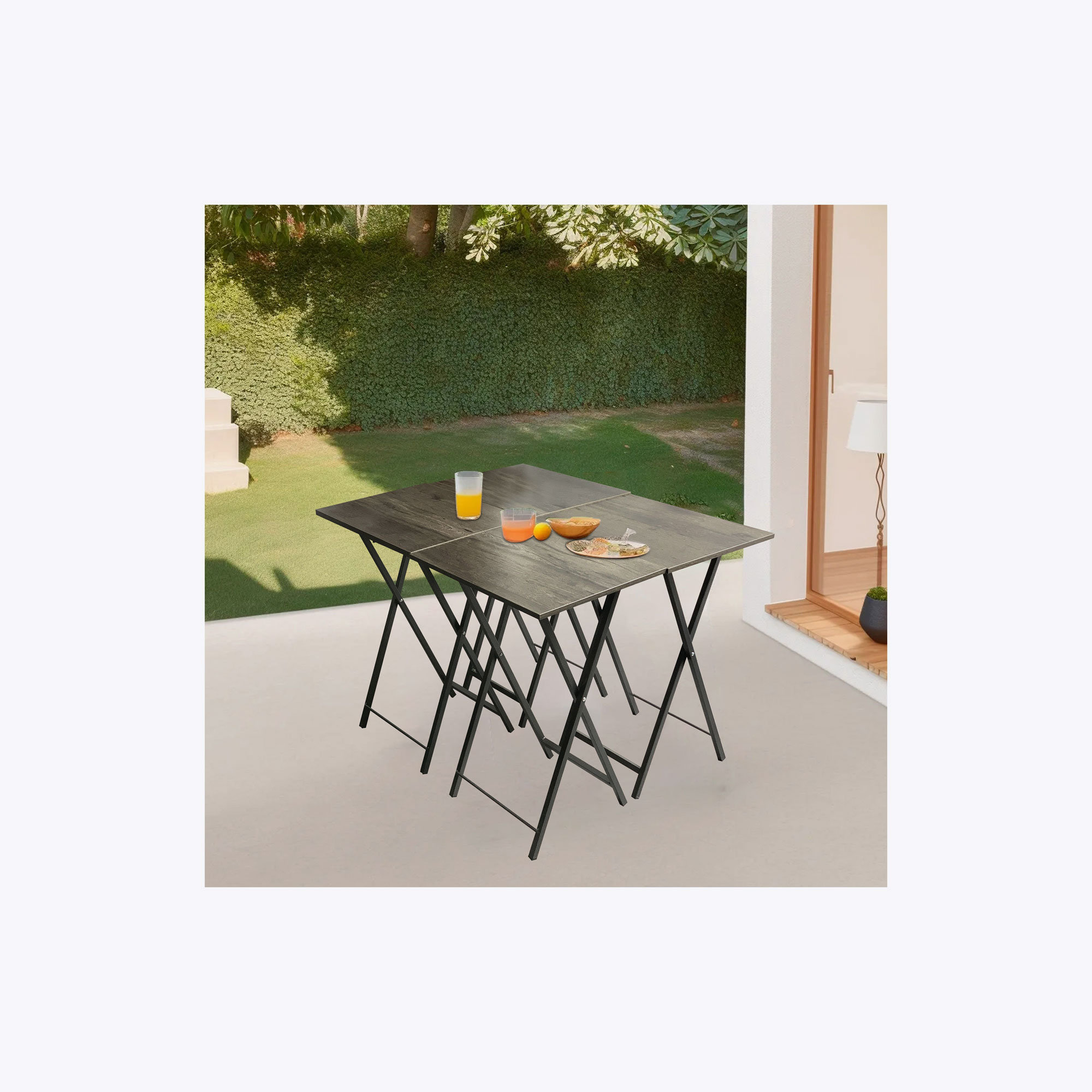 17 Stories Folding Office Table TV Tray Tables Set Of 4 TV Trays With ...