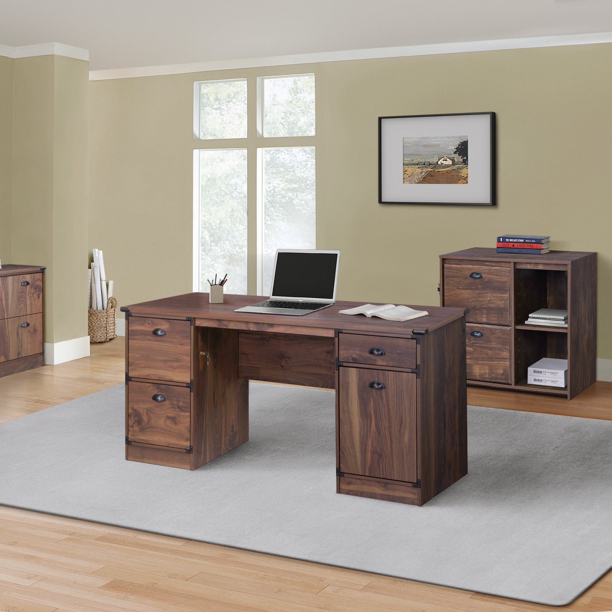 The Twillery Co. Rafaella 2 Piece Rectangle Computer Desk Office Set ...