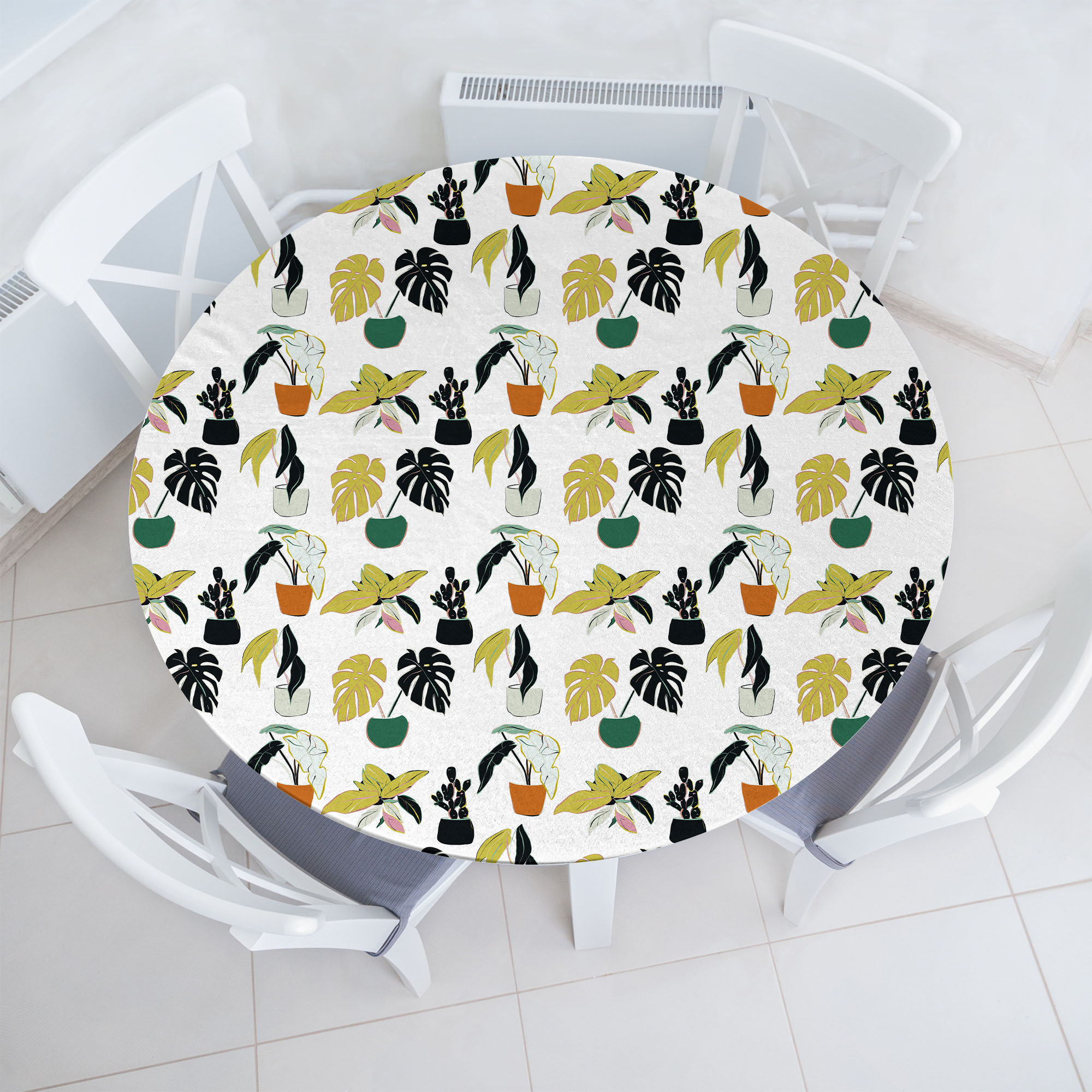 Ebern Designs Floral Fitted Round Tablecloth 36