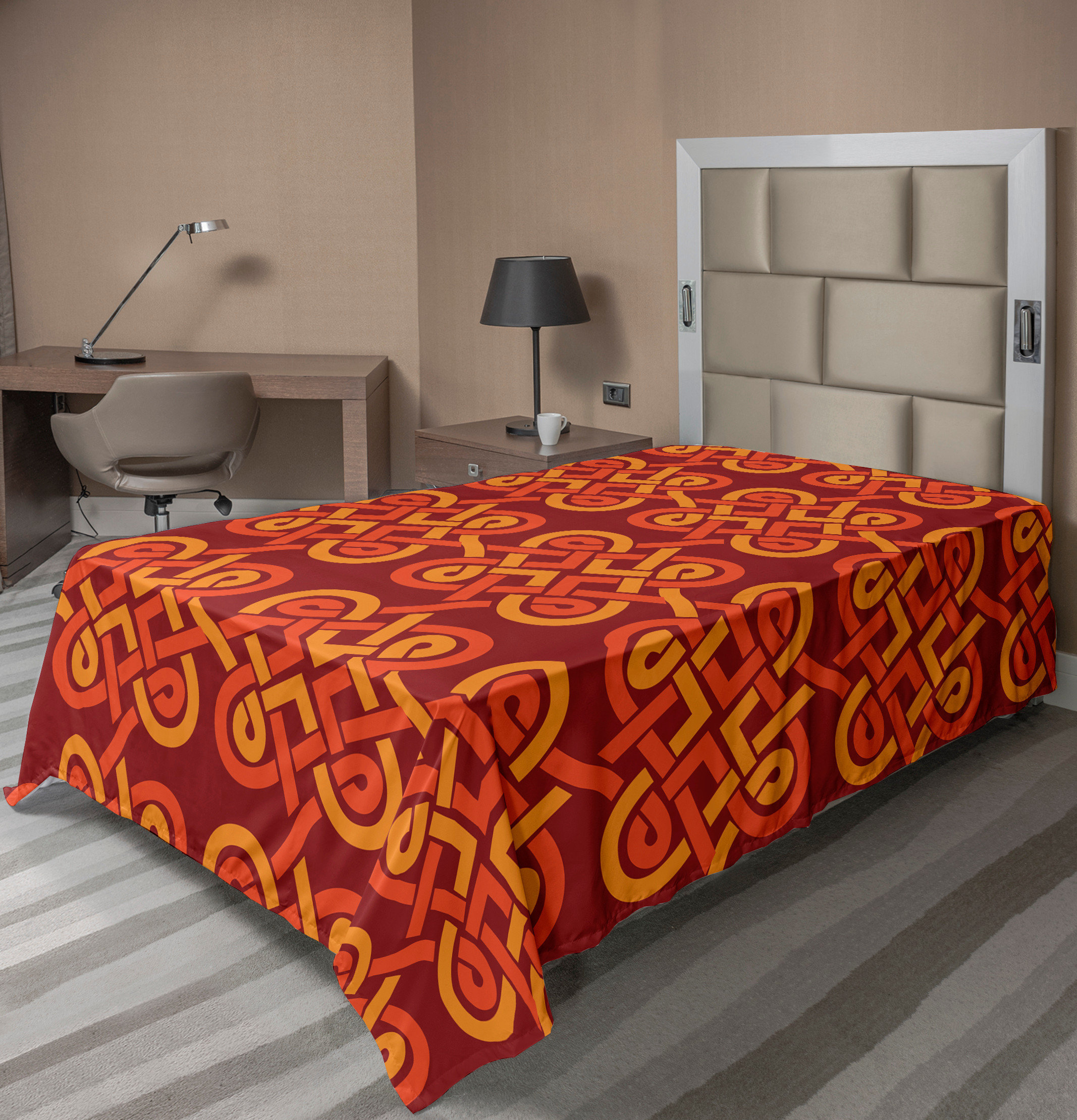 Ambesonne Irish Top Flat Sheet Old Pattern Celtic Knot Red Orange | Wayfair