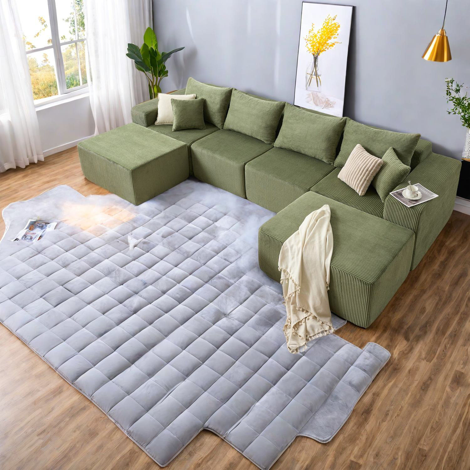 Ivy Bronx Convertible Modular Sectionals, Soft Corduroy, Modern U ...