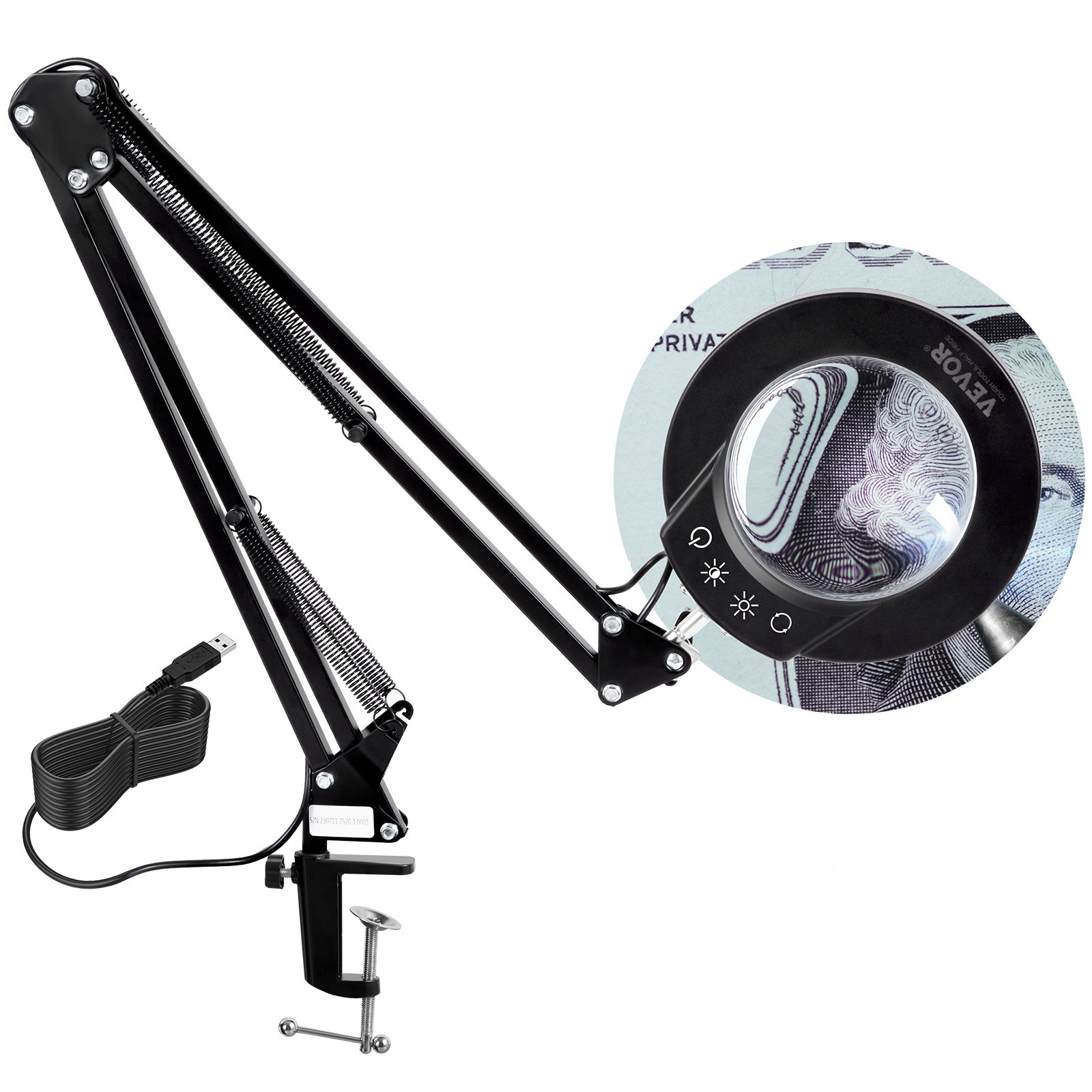 Wrought Studio Magnifying Glass with Light and Stand, 5X Magnifying ...