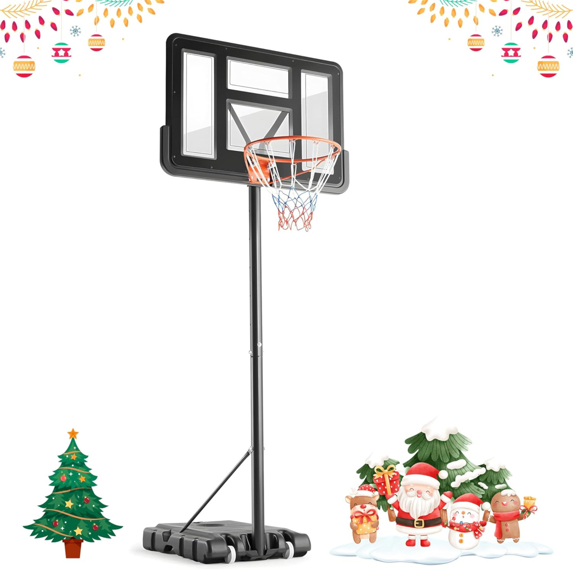 HLILish Basketball Hoop Outdoor Portable Goals Court System 4.2-10Ft Adjustable Height, 44 Inch ...