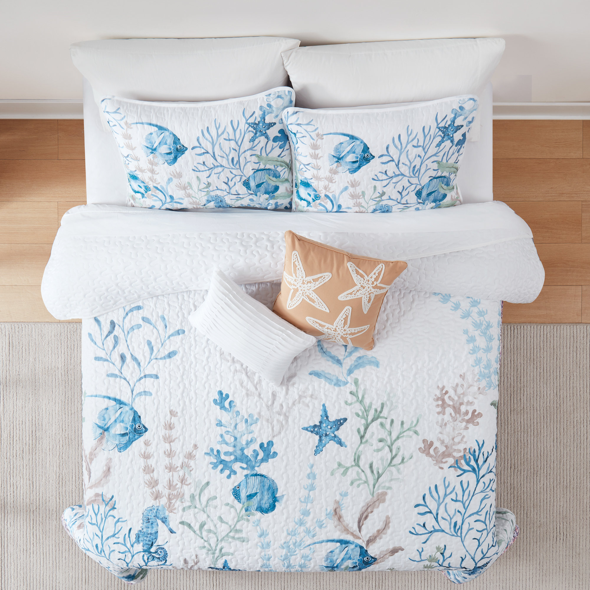 Special Edition by Lush Decor Oceana Watercolor Sea Life Quilt Blue 5Pc ...