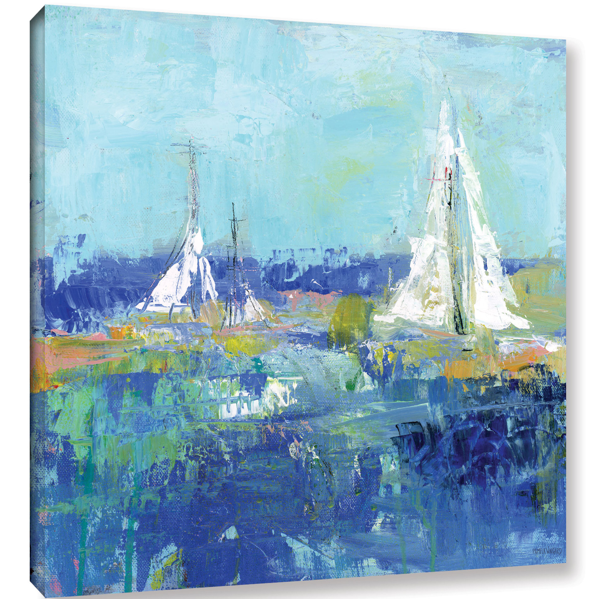 Breakwater Bay Abstract Harbor 2 Anything Better - Wrapped Canvas Print ...