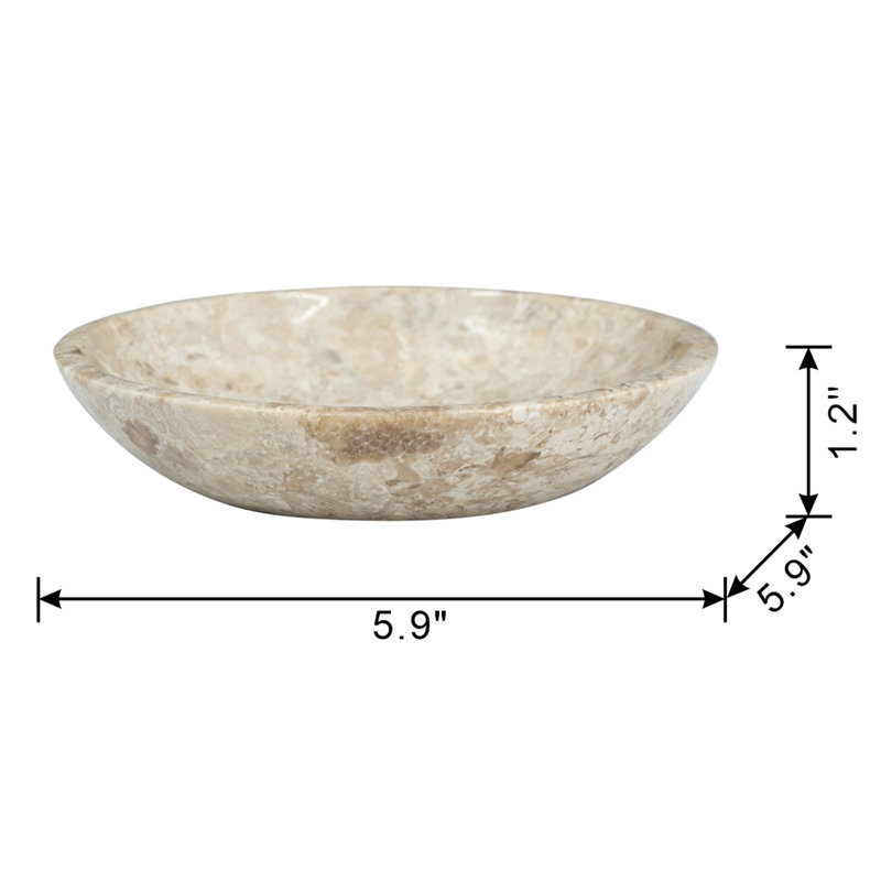 Joss & Main Round Marble Decorative Bowl - 6" x 6" x 1.5" - Cream ...