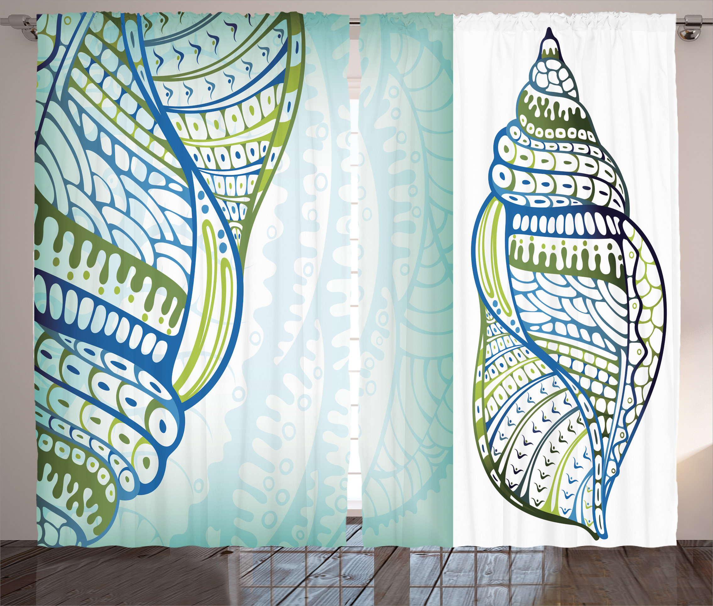 East Urban Home Abstract Seashell Nautical Semi-Sheer Rod Pocket ...
