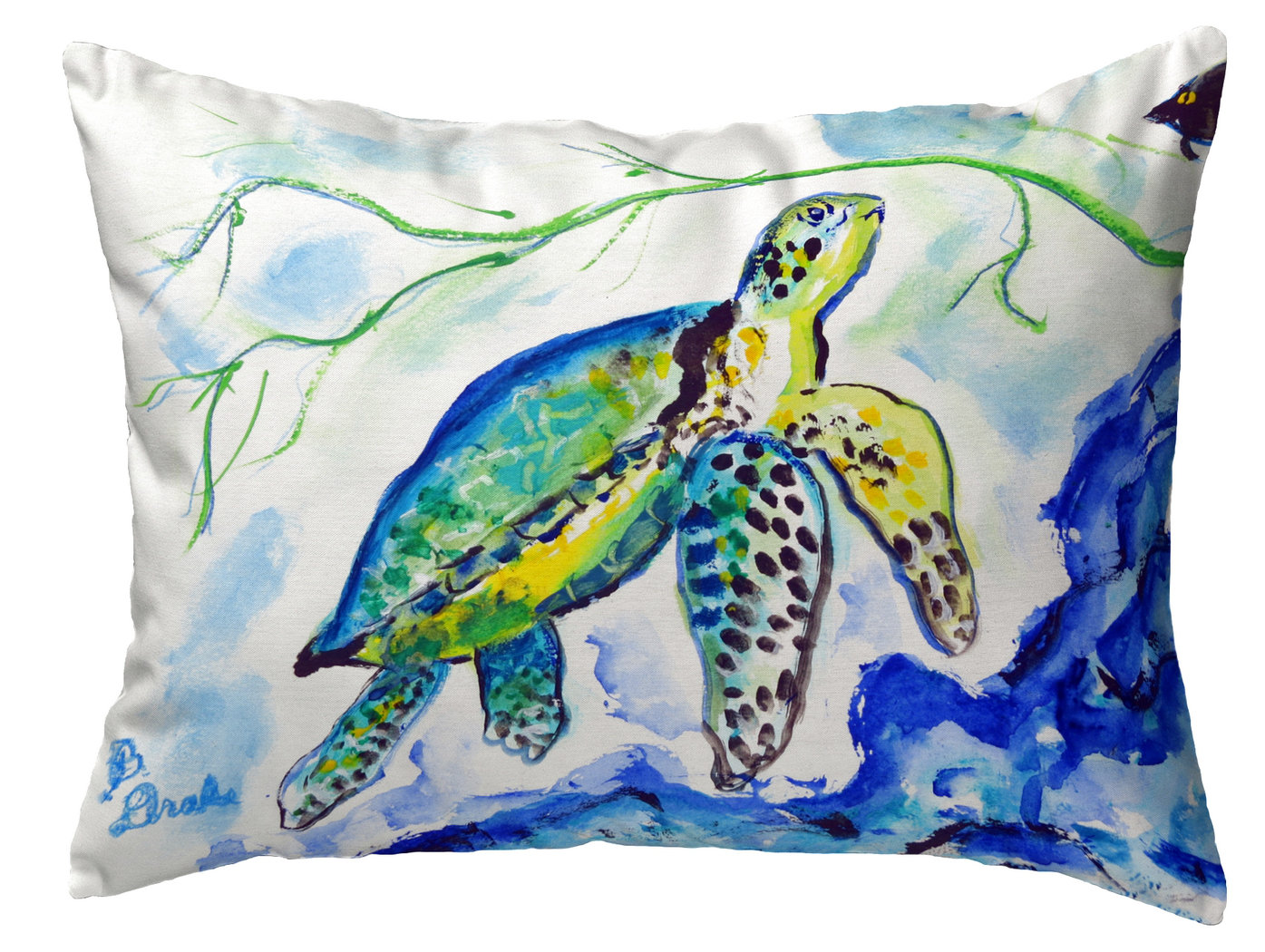 Betsy Drake Interiors Sea Turtle Outdoor Rectangular Pillow Cover ...