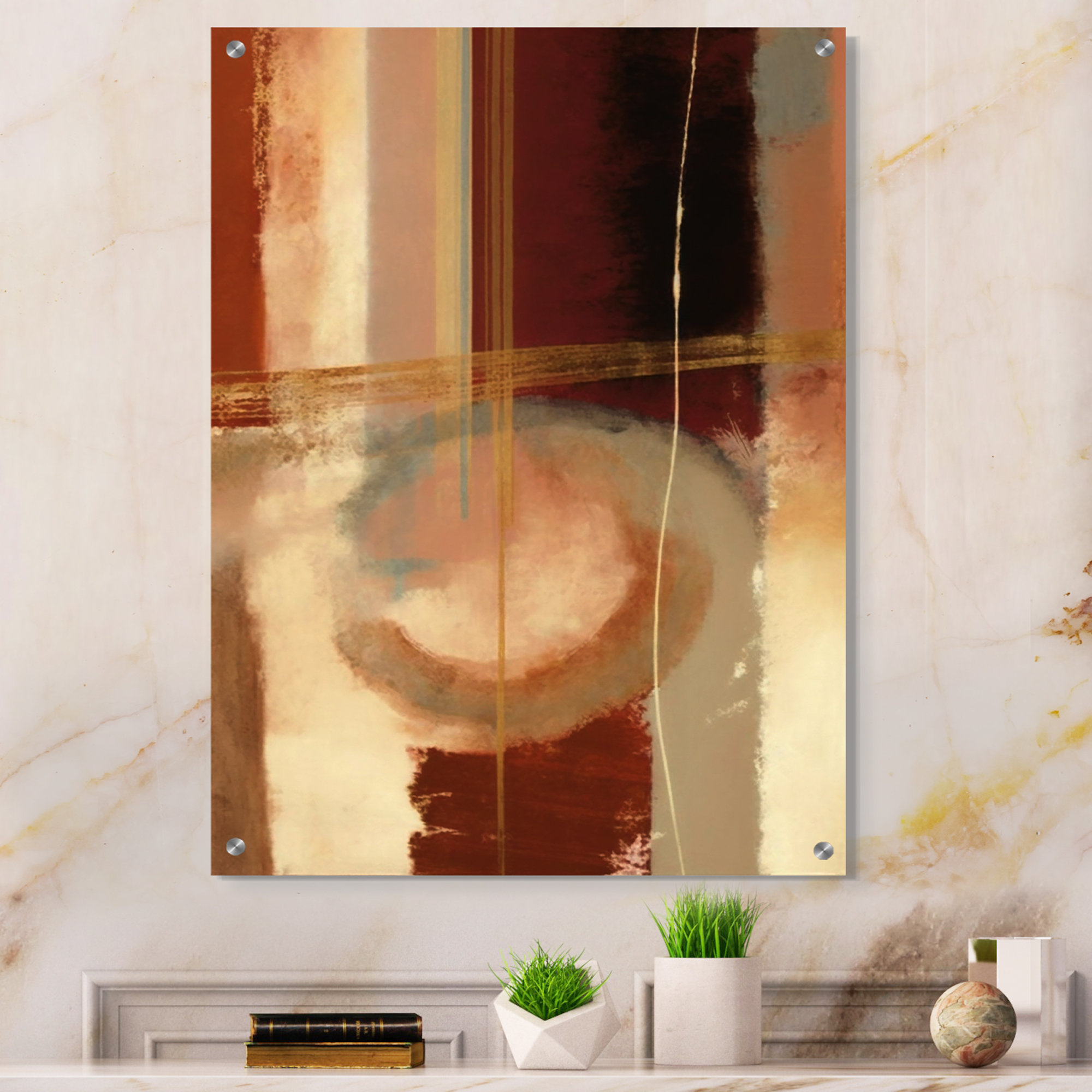 Design Art Chocolate Brown Elementary VI - Abstract Acrylic Wall Art ...