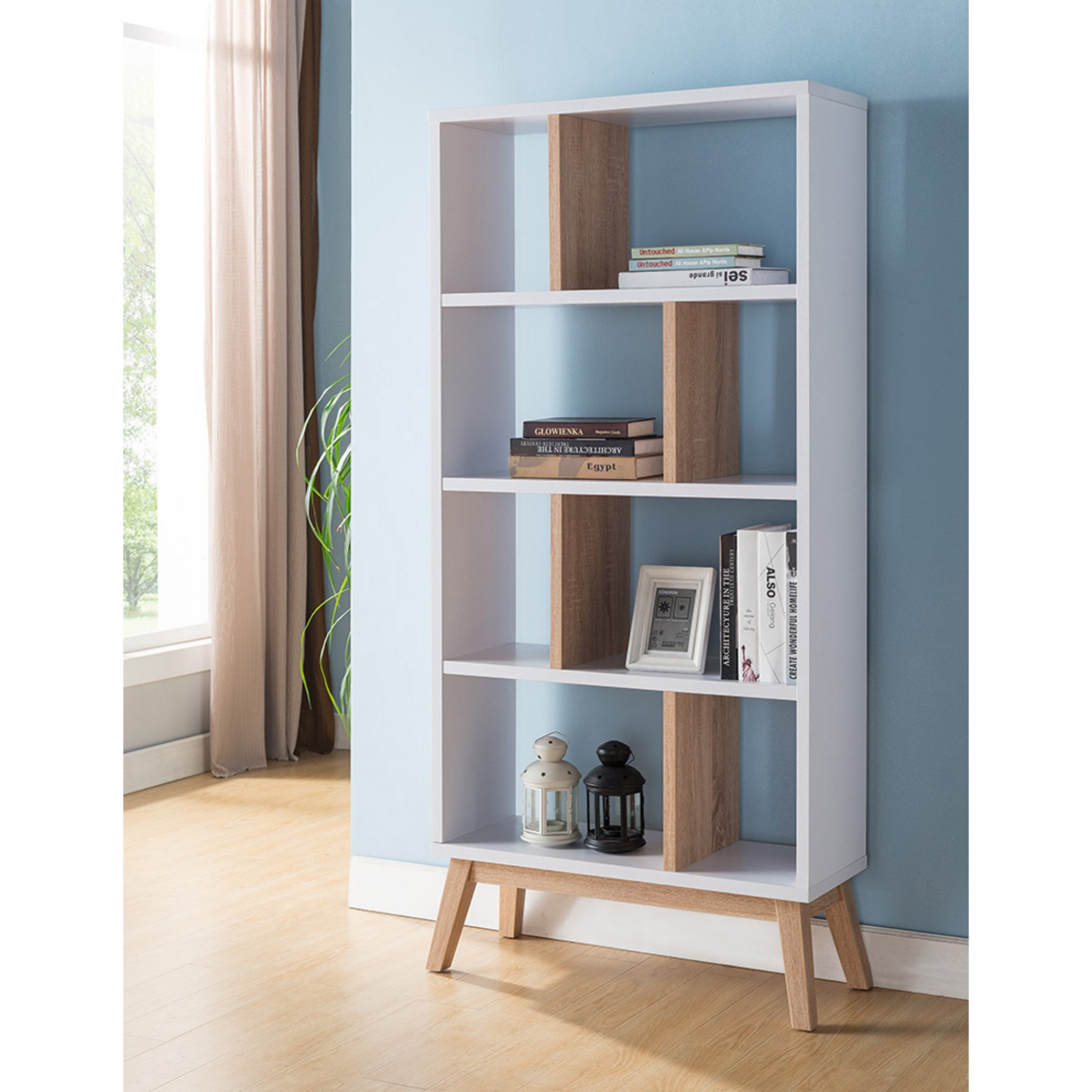 George Oliver 4-Tier Bookcase, Wooden Bookshelf, Display Storage Shelf ...