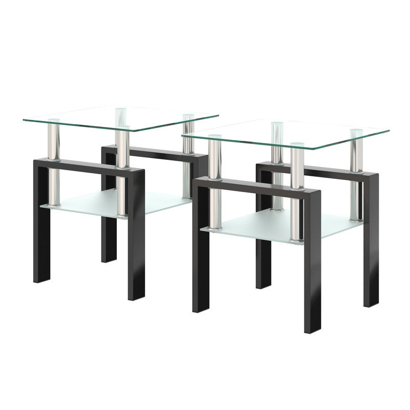 Ivy Bronx Set of 2, Modern Tempered Glass Tea Table Coffee Table End ...