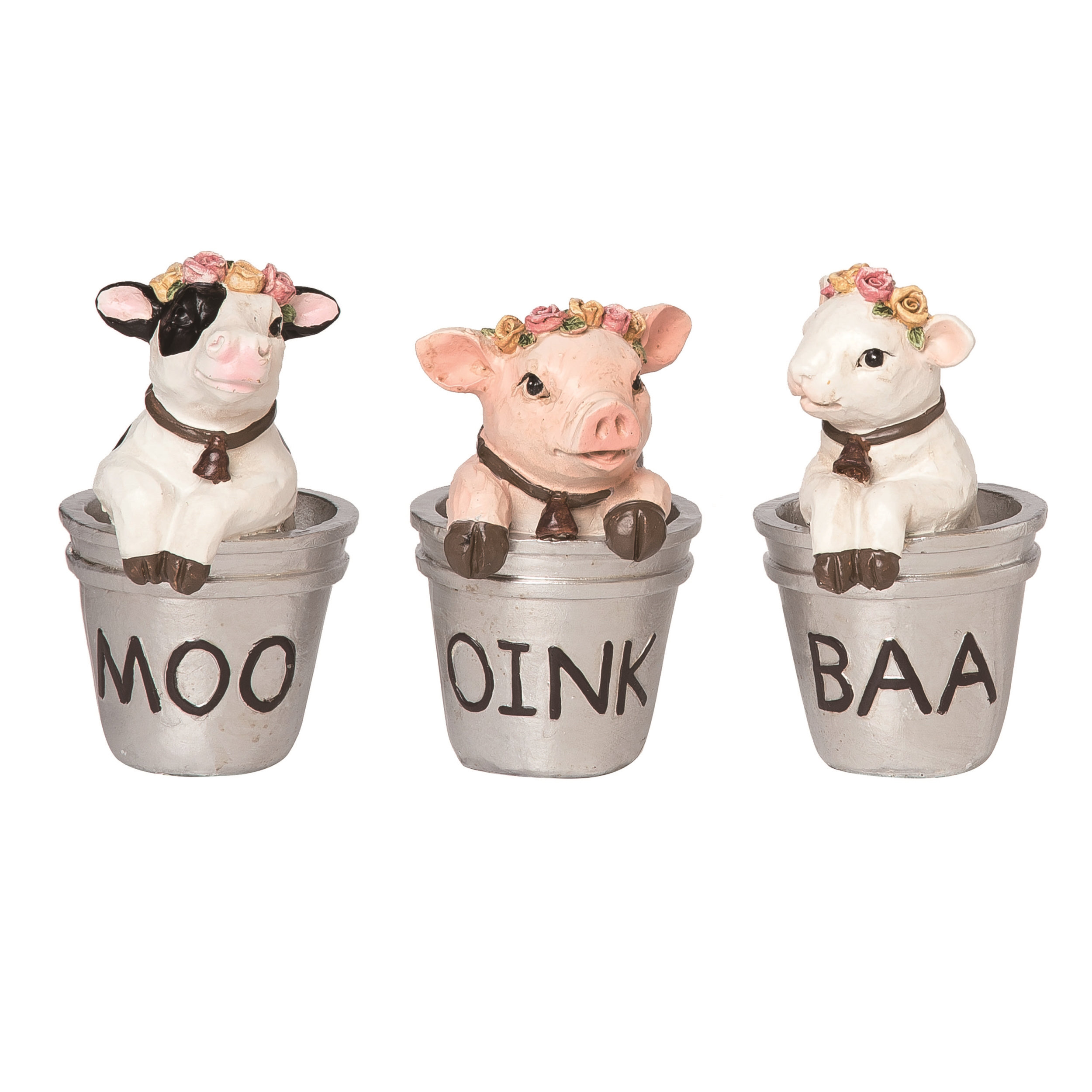 Ophelia & Co. Resin Farm Animal Bucket Figurine Set of 3 Spring Home ...
