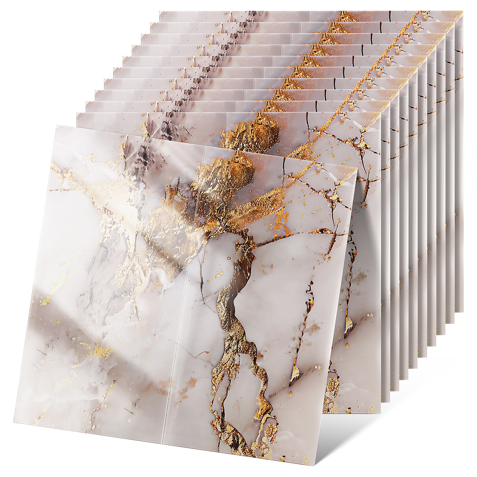 Everly Quinn 40Pcs Wall Panels: 30X60cm Self-Adhesive Marble Effect ...