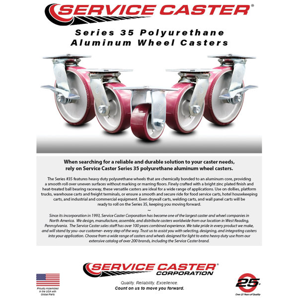 Service Caster Heavy Duty Polyurethane on Aluminum Caster | Wayfair