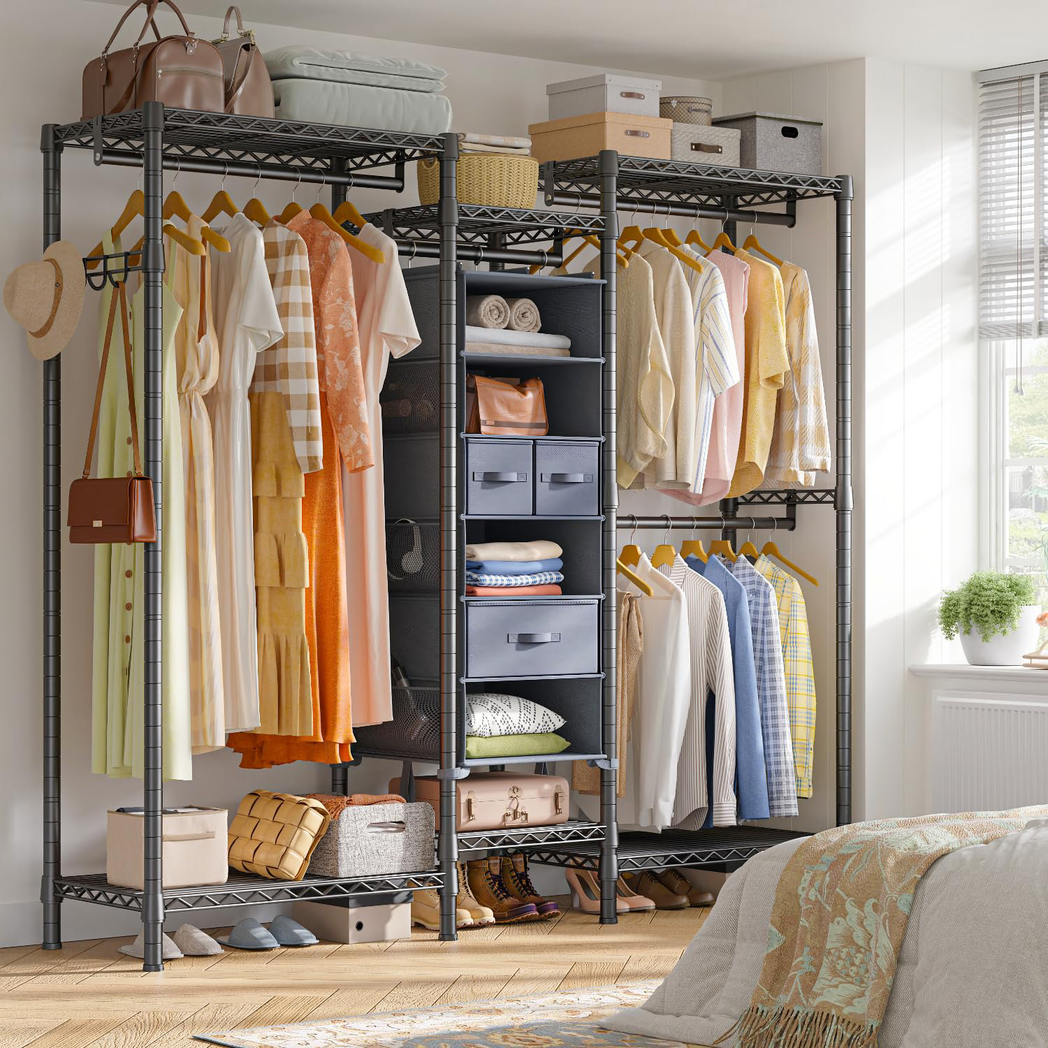 Rebrilliant Meentke 750 lbs Closet Racks with Drawers, Heavy Duty ...