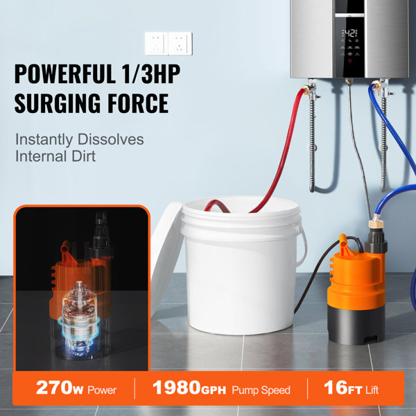 VEVOR Tankless Water Heater Flushing Kit, Includes Efficient Pump | Wayfair