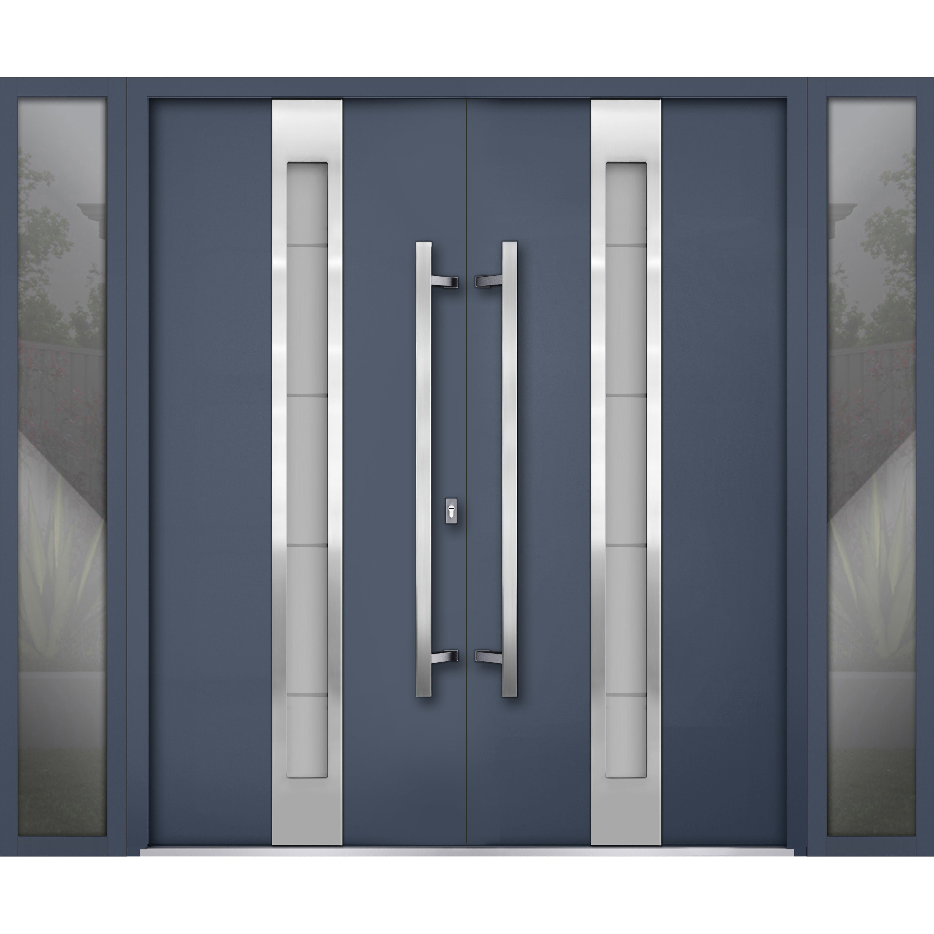 VDomDoors Front Exterior Prehung Metal Double Doors / Deux 1717 Gray ...