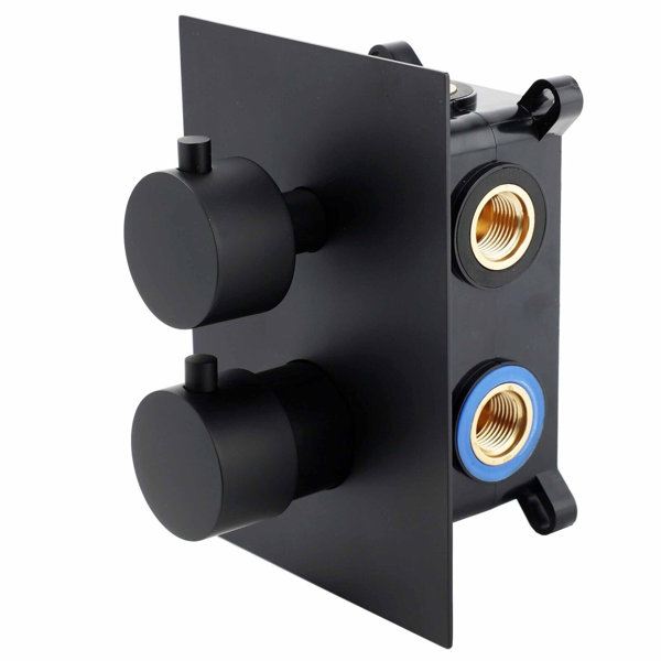 Belfry Bathroom Matte Black 3 Way Concealed Shower Mixer Valve Embed ...